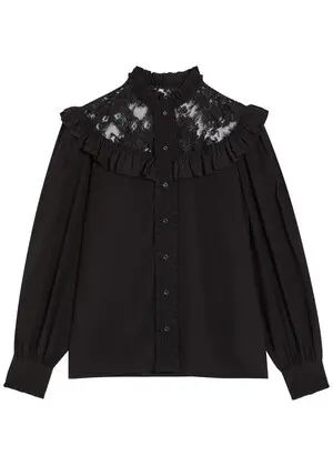 Chloé Ruffled Lace-trim Silk Blouse