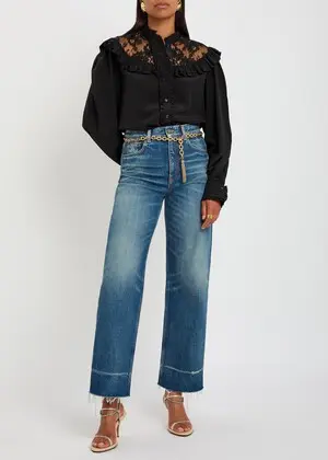 Chloé Ruffled Lace-trim Silk Blouse