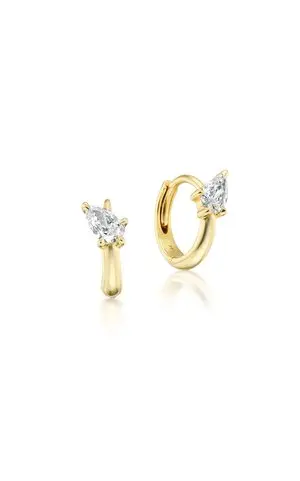 VICE VERSA 14k Yellow Bias Edge Huggies - Gold