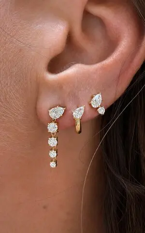 VICE VERSA 14k Yellow Bias Edge Huggies