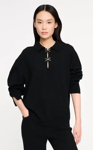 BARRIE Cashmere Sparkling Cross Polo Sweater