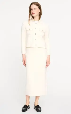 BARRIE Cashmere Long Denim Skirt - Ivory