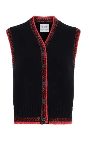 BARRIE Cashmere Cricket Club Sleeveless Cardigan