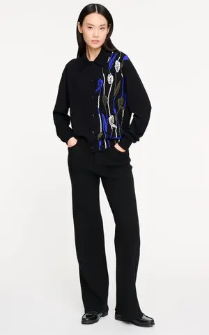BARRIE Cashmere Stemline Shirt Cardigan - Black