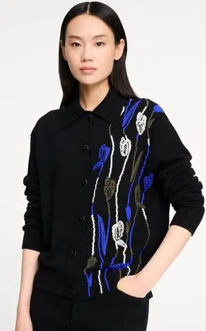 BARRIE Cashmere Stemline Shirt Cardigan - Black