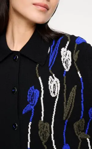 BARRIE Cashmere Stemline Shirt Cardigan - Black