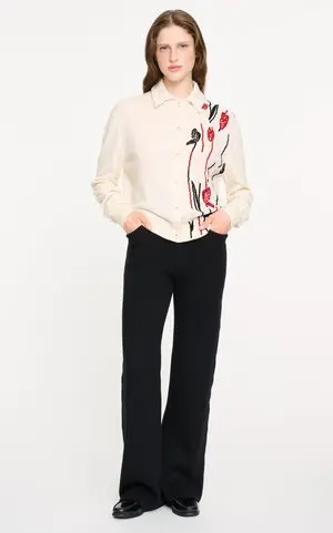 BARRIE Cashmere Stemline Shirt Cardigan Ivory