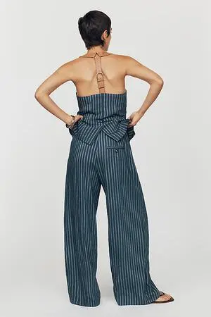 Maeve Avery Pinstripe Wide-leg Pleated Trousers