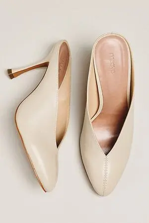 Maeve Embellished Leather Pointed Toe Mules - Cream