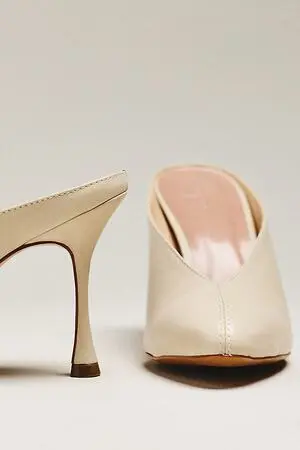 Maeve Embellished Leather Pointed Toe Mules - Cream