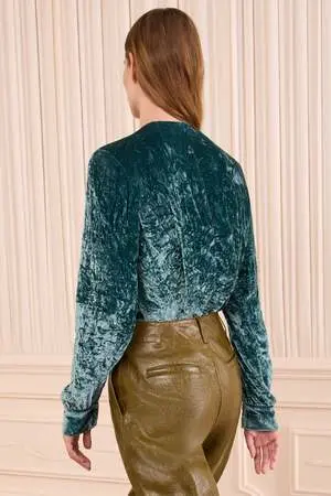 Ulla Johnson Vesa Long Sleeve Velvet Bow Blouse