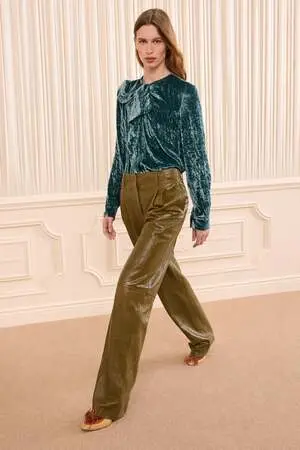 Ulla Johnson Vesa Long Sleeve Velvet Bow Blouse