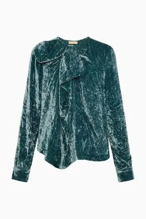 Ulla Johnson Vesa Long Sleeve Velvet Bow Blouse