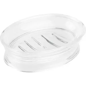 IDESIGN Soap Dish For Bathroom Sinkelevated Oval Stand For Countertop - Clear