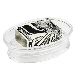 IDESIGN Soap Dish For Bathroom Sinkelevated Oval Stand For Countertop