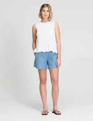 FINERY LONDON Malani Cotton Shirred Sleeveless Top - White