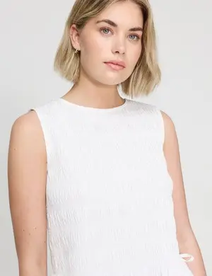 FINERY LONDON Malani Cotton Shirred Sleeveless Top - White