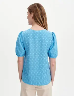 FINERY LONDON Fleur Short Sleeve Button Through Top