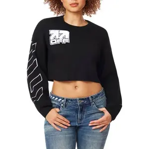 L/AB C/O OFF-WHITE Cropped Crewneck Sweater With Graphic Detail
