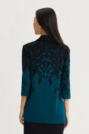 Ming Wang Floral Cascade Flat Knit Jacket