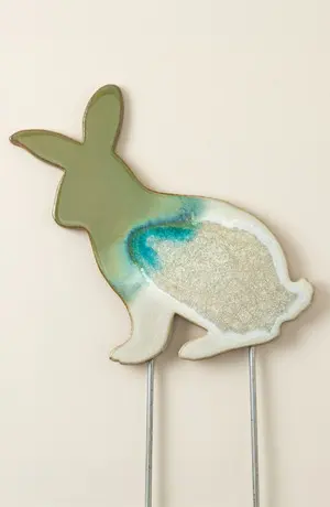 UNCOMMON GOODS Rabbit Family Ceramic Glazed Garden Stakesmama Rabbit - Multi