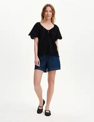 FINERY LONDON Ruthie Embroidered Cotton Top