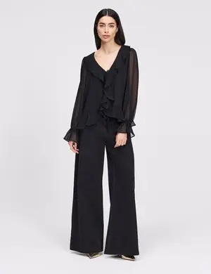 FINERY LONDON Jannelle Sheer Ruffle Detail Blouse