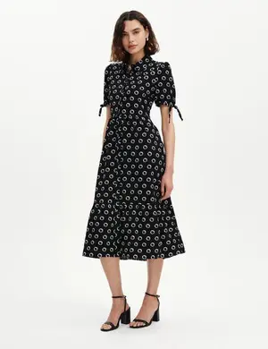FINERY LONDON Petite Estee Midi Shirt Dress - Black Spot
