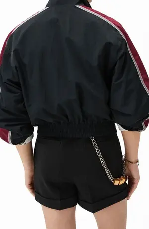 Versace Oversize Wrinkled Nylon Track Jacket With Sporty Stripes