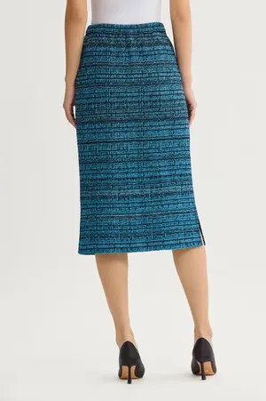 Ming Wang Side Slit Tweed Knit Pencil Skirt