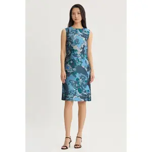 Ming Wang Abstract Jacquard Woven Sheath Dress