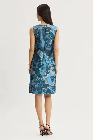 Ming Wang Abstract Jacquard Woven Sheath Dress