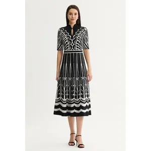 Ming Wang Fit & Flare Knit Maxi Dress