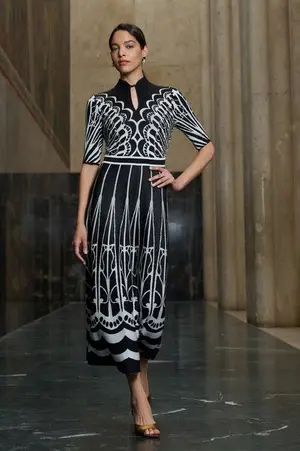 Ming Wang Fit & Flare Knit Maxi Dress