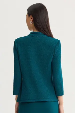 Ming Wang Braided Trim Pointelle Knit Jacket