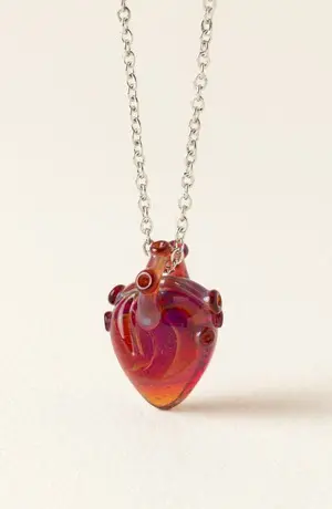 UNCOMMON GOODS Anatomical Glass Heart Necklace
