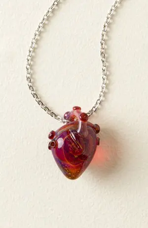UNCOMMON GOODS Anatomical Glass Heart Necklace