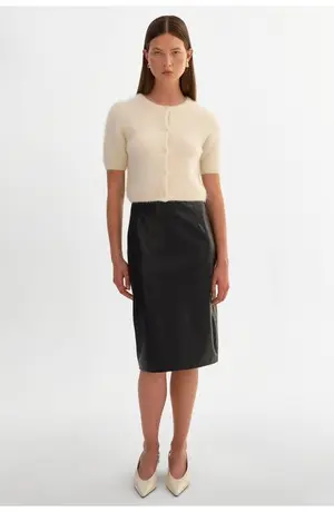 LAMARQUE Faux Leather Pencil Skirt - Black