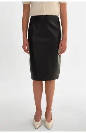 LAMARQUE Faux Leather Pencil Skirt - Black