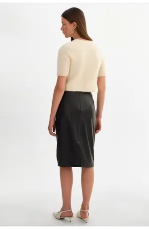 LAMARQUE Faux Leather Pencil Skirt - Black