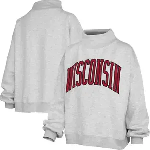 PRESSBOX Wisconsin Badgers Oversized Nelson Mock Neck Sweatshirt