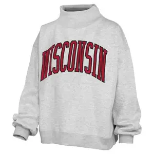 PRESSBOX Wisconsin Badgers Oversized Nelson Mock Neck Sweatshirt