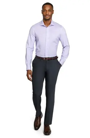 W.R.K Slim Fit Cross Geo Reworked Button-up Shirt - White/purple