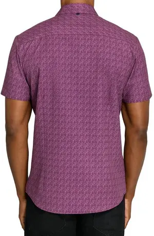 W.R.K Abstract Blur Performance Short Sleeve Button Up Shirt