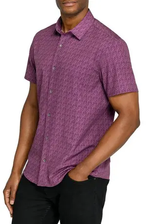 W.R.K Abstract Blur Performance Short Sleeve Button Up Shirt
