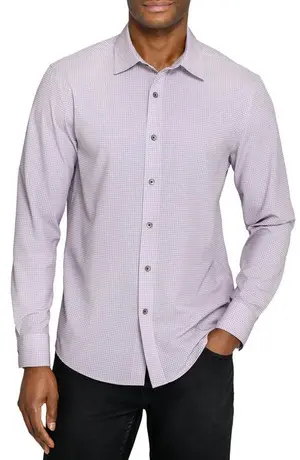 W.R.K Circle Geo Performance Long Sleeve Button Up Shirt - Pink