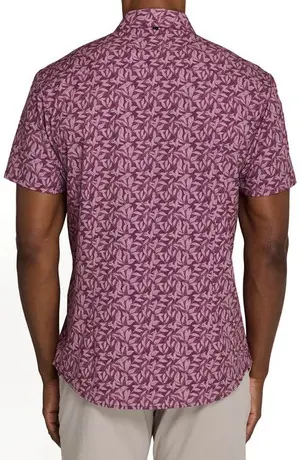 W.R.K Leaf Print Performance Short Sleeve Button-up Shirt