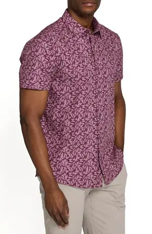 W.R.K Leaf Print Performance Short Sleeve Button-up Shirt