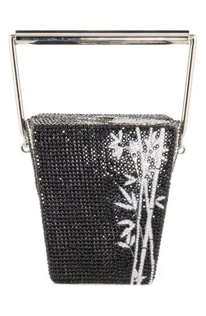 Judith Leiber Bamboo Crystal Take Out Box Evening Bag