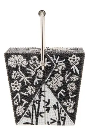 Judith Leiber Bamboo Crystal Take Out Box Evening Bag